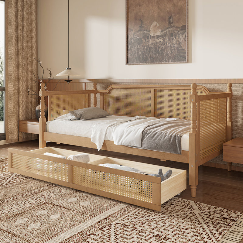 Bayou Breeze Traditional Style Rattan Daybed with 2 Drawers for Limited Space Wayfair